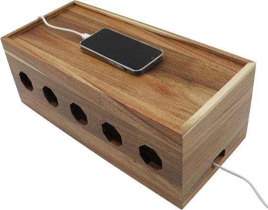 Wood Cable Enclosure - Cables Storage Boxes with Lid - Keeps Cables ...