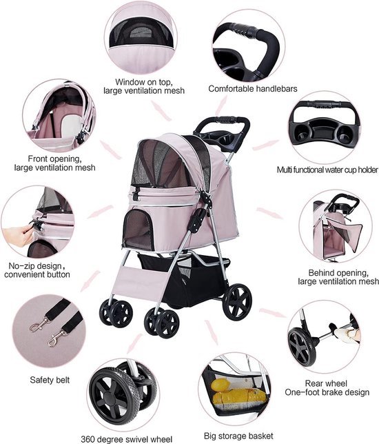 PolkaHome Inklapbare Hondenbuggy - Huisdieren wandelwagen - Hondenwagen | bol