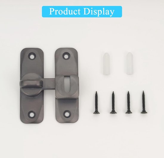 Pexintek Kleine Deurgrendel voor Schuifdeuren, 90 Graden Deurgrendel ...