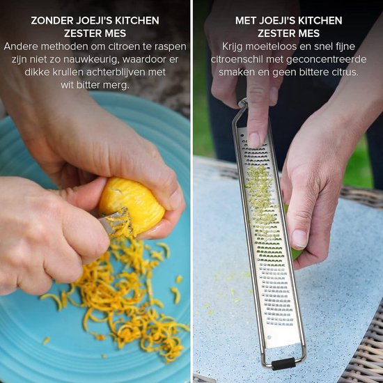 Roestvrijstalen citroenzesterrasp - ergonomische keukenrasp met handvat ...