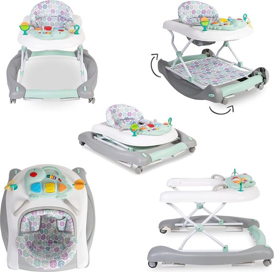 3-in-1 Rollator, Rocker en Push Along voor Baby's - Aqua | bol