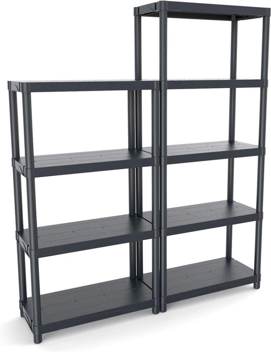 Modulaire stellingkast 5 planken Zwart Kunststof 60x30x165 cm - S-5 | bol
