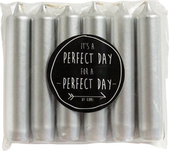 Rustik Lys - Giftset dinerkaarsen 'Rustik Lys' (Zilver, Set van 6) | bol