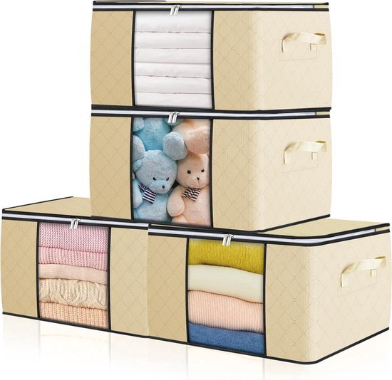 4 stuks 90 l opbergtas, groot, opbergdoos met deksel, versterkte ...