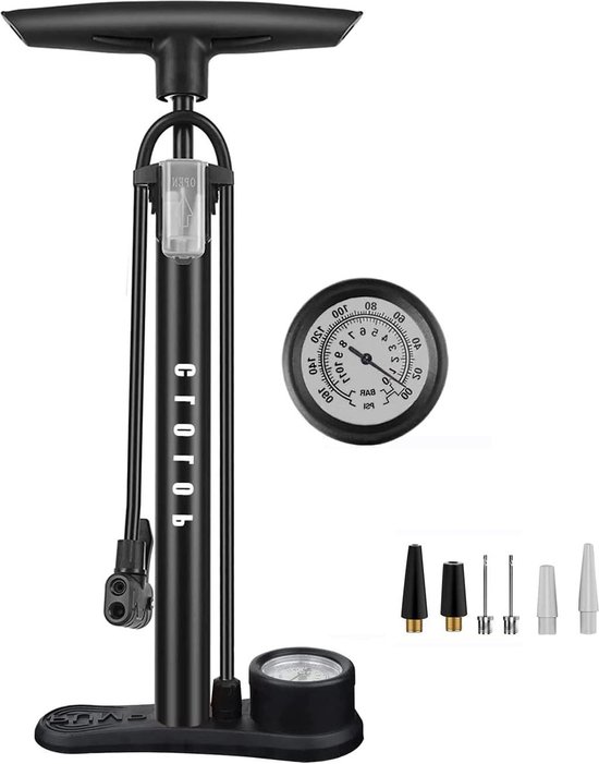 Fietspomp met drukmeter - Staande pomp voor Presta en Schrader banden -... | bol