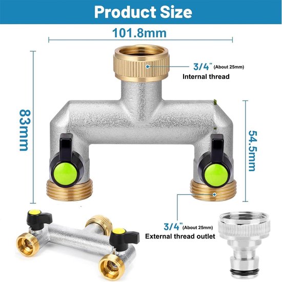 2-weg dispenser kraan met dubbele uitgang - waterverdeler - 2-weg waterdispenser - 3/4... | bol