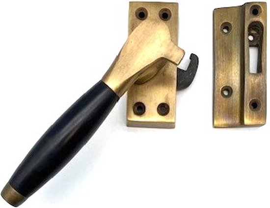 Raamsluiting Brons Antiek met zwart heft Links | bol