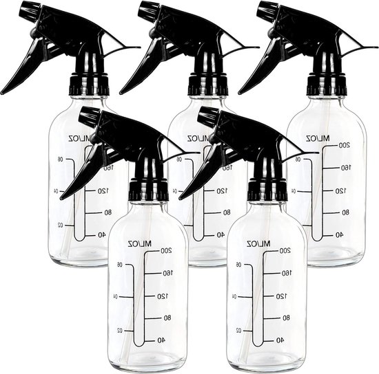 Glazen Spuitflessen 250ML - Herbruikbare Nevelfles - Zwart Trigger ...