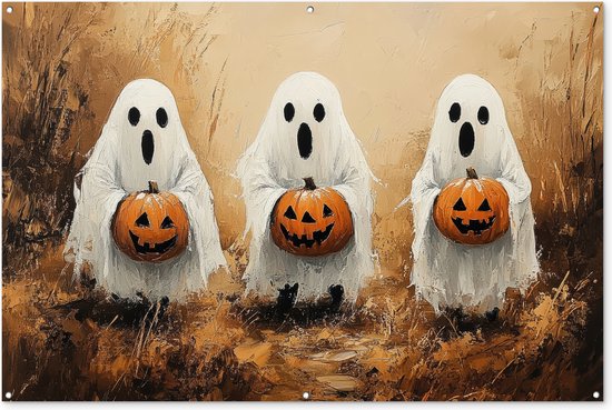 Tuinposter 180x120 cm - Tuindecoratie Halloween - Pompoen - Spook ...