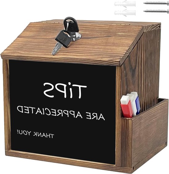 Brown Vintage Letter Box with Lockable Newspaper Compartment - Wooden ...