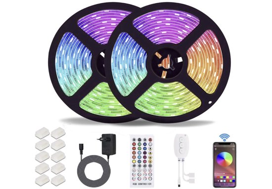 Bluetooth LED strips, ALED LIGHT 10M (2x5m) 32.8Ft waterdichte IP65 RGB ...