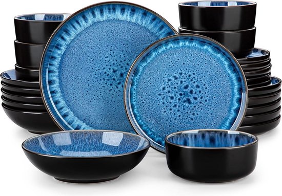 Reactief glazuur dinerset - 6 persoons - 24-delig - mediterrane serviesset -... | bol