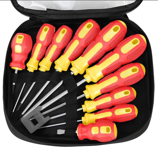 11-delige schroevendraaierset met magnetische punt, 5 maten chroom ...