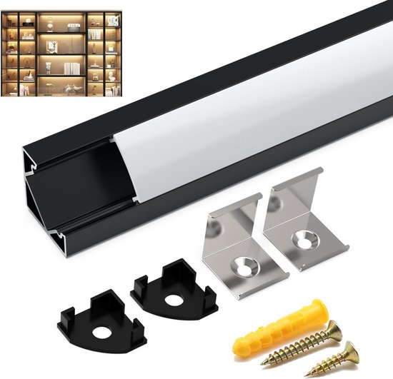 Aluminium profiel 6 x 1 meter 45 graden V-vorm - LED strips met ...