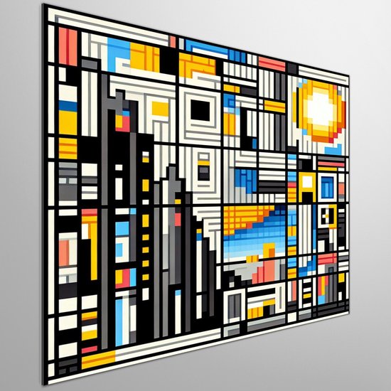 Pixel art mondriaan schilderij | Pixelated geometric masterpiece ...