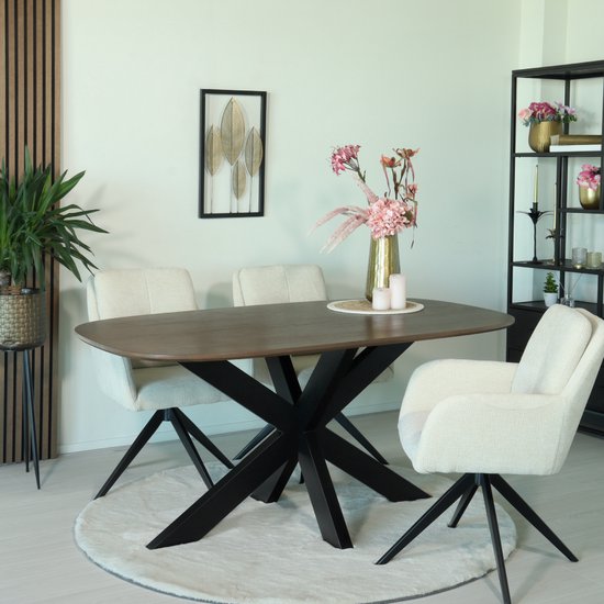 Eettafel deens ovaal mangohout 160cm Austin walnoot bruin ovale tafel ...