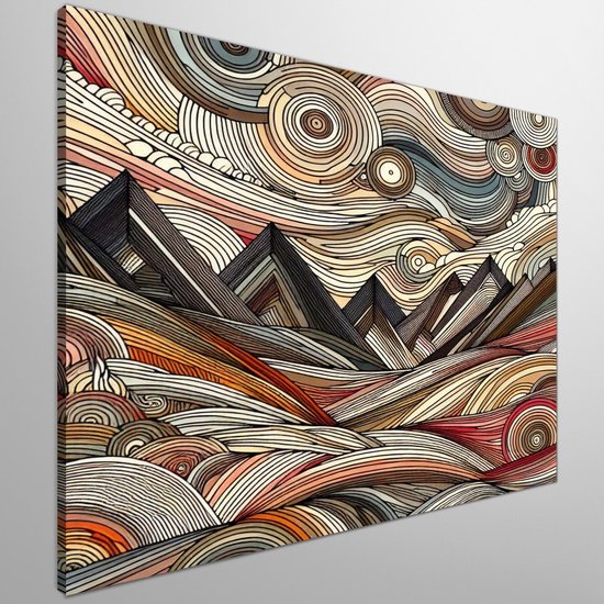 Line art landschap schilderij | Linear horizon painting: a symphony of ...