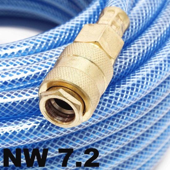 20 meter PVC persluchtslang met snelkoppeling | Slang voor compressoren en gereedschap | bol