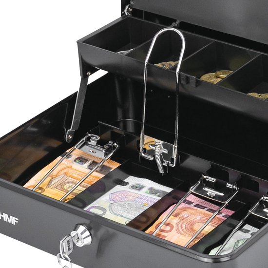 Afsluitbare geldcassette met muntenbak en bankbiljettenvakken - 30 x 24 ...