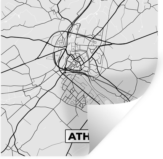 Muurstickers - Sticker Folie - Stadskaart – Zwart Wit - Kaart – Ath ...