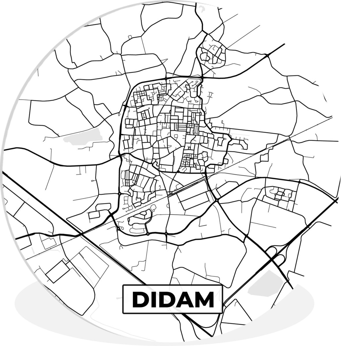 Wall Circle - Wall Circle Indoor - Map - Didam - City Map - Map - ⌀ 140 ...