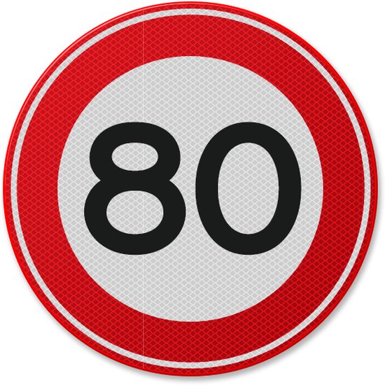 Verkeersbord 80 km - aluminium DOR, A1 600 mm Klasse 3 - 15 jaar garantie | bol