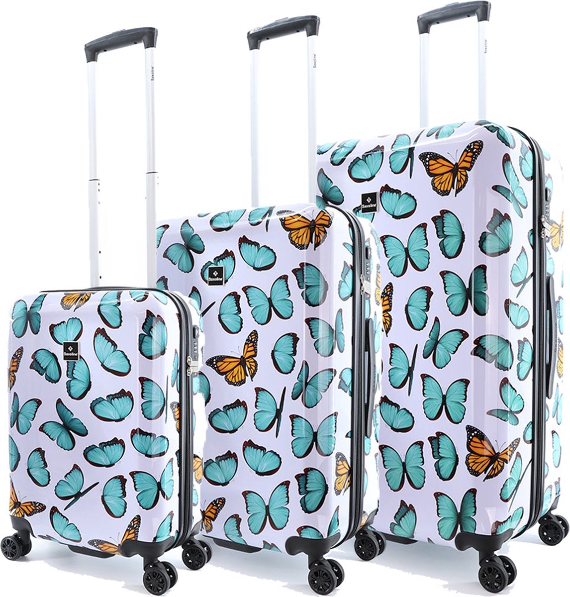 Saxoline Blue Kofferset 3 Delig - Reiskoffer Set - Met wielen - ABS ...