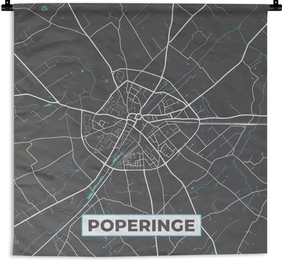 Wandkleed - Wanddoek - Stadskaart – Grijs - Kaart – Poperinge – België ...