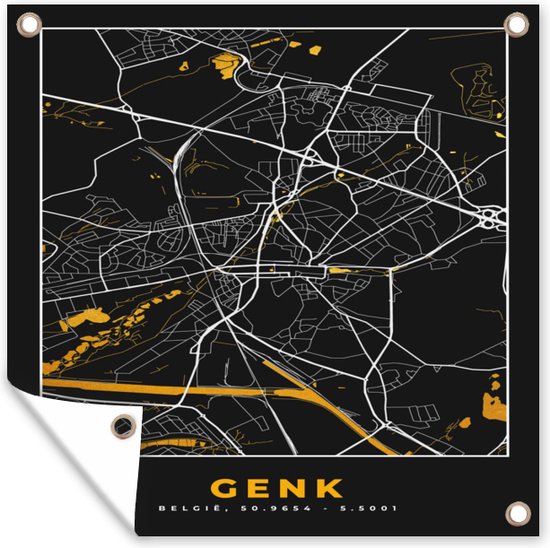 Tuin poster Stadskaart - Kaart - Genk - Plattegrond - Goud - 200x200 cm ...