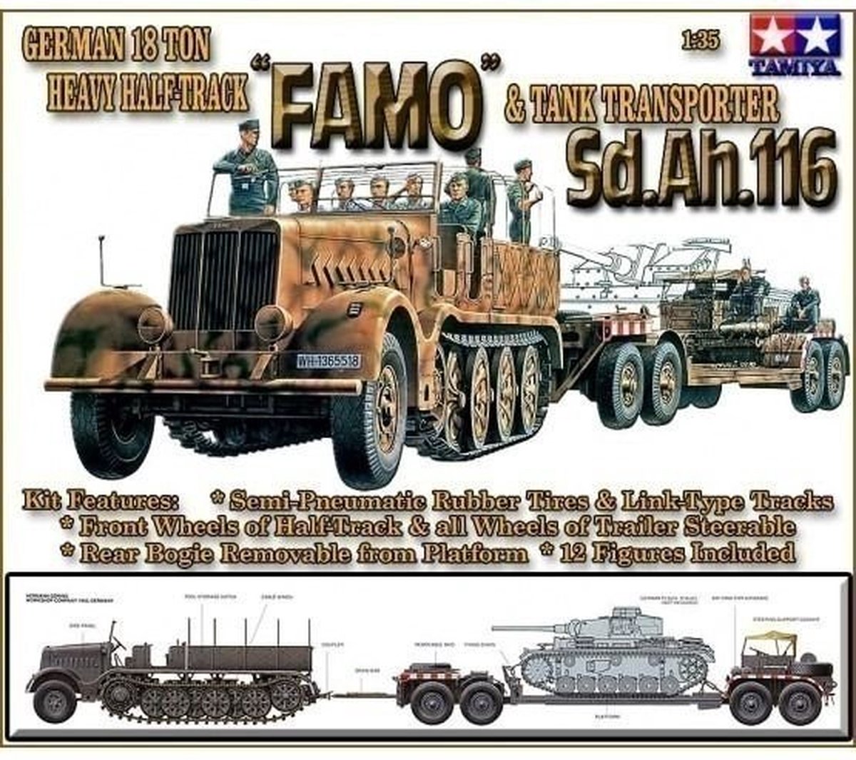 1:35 Tamiya 35246 German SdKfz.9 Famo w/ Lowloader and 12 Figures Plastic kit | bol.com