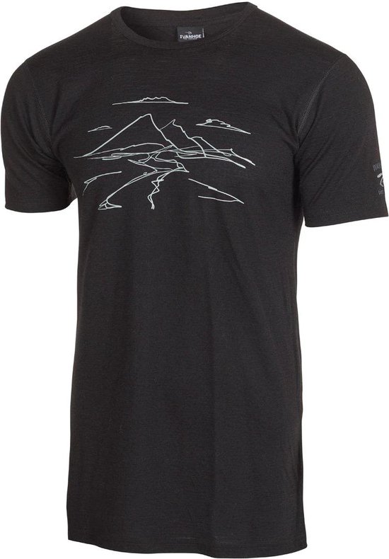 Ivanhoe t-shirt Agaton Mountain voor heren - 100% merino wol - Zwart ...
