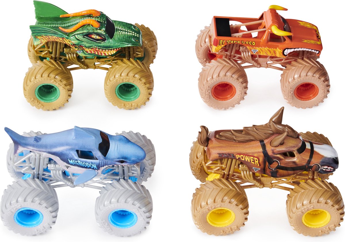 Monster Jam - Power Beasts - 4 Trucks - Speelgoedvoertuig - Schaal 1:64 ...
