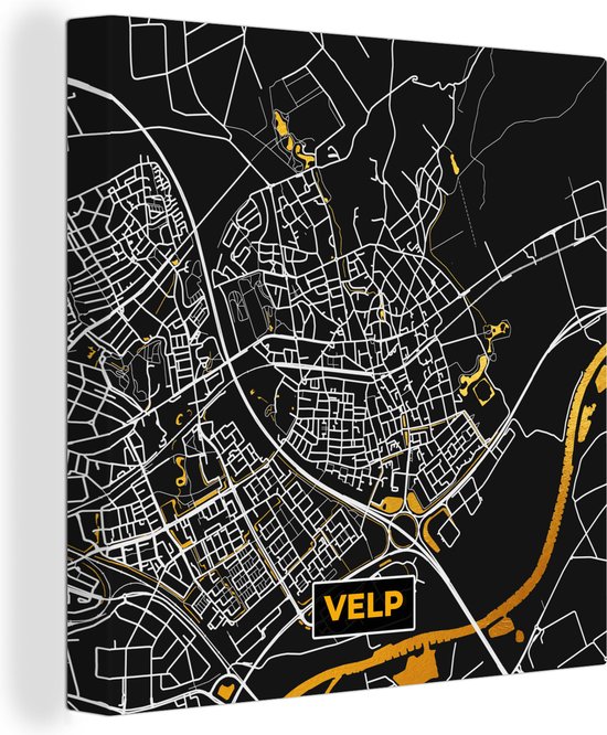 Canvas Schilderij Velp - Plattegrond - Kaart - Stadskaart - Goud ...