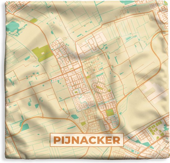 Kussenhoes 40x40 cm - Pijnacker - Stadskaart - Plattegrond - Kaart ...