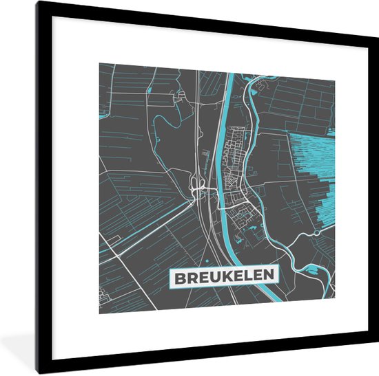 Fotolijst incl. Poster - Breukelen - Blauw - Stadskaart - Plattegrond ...