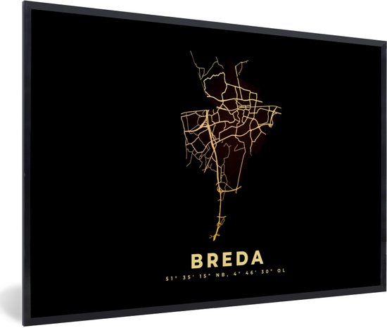 Fotolijst incl. Poster - Breda - Stadskaart - Plattegrond - Kaart ...