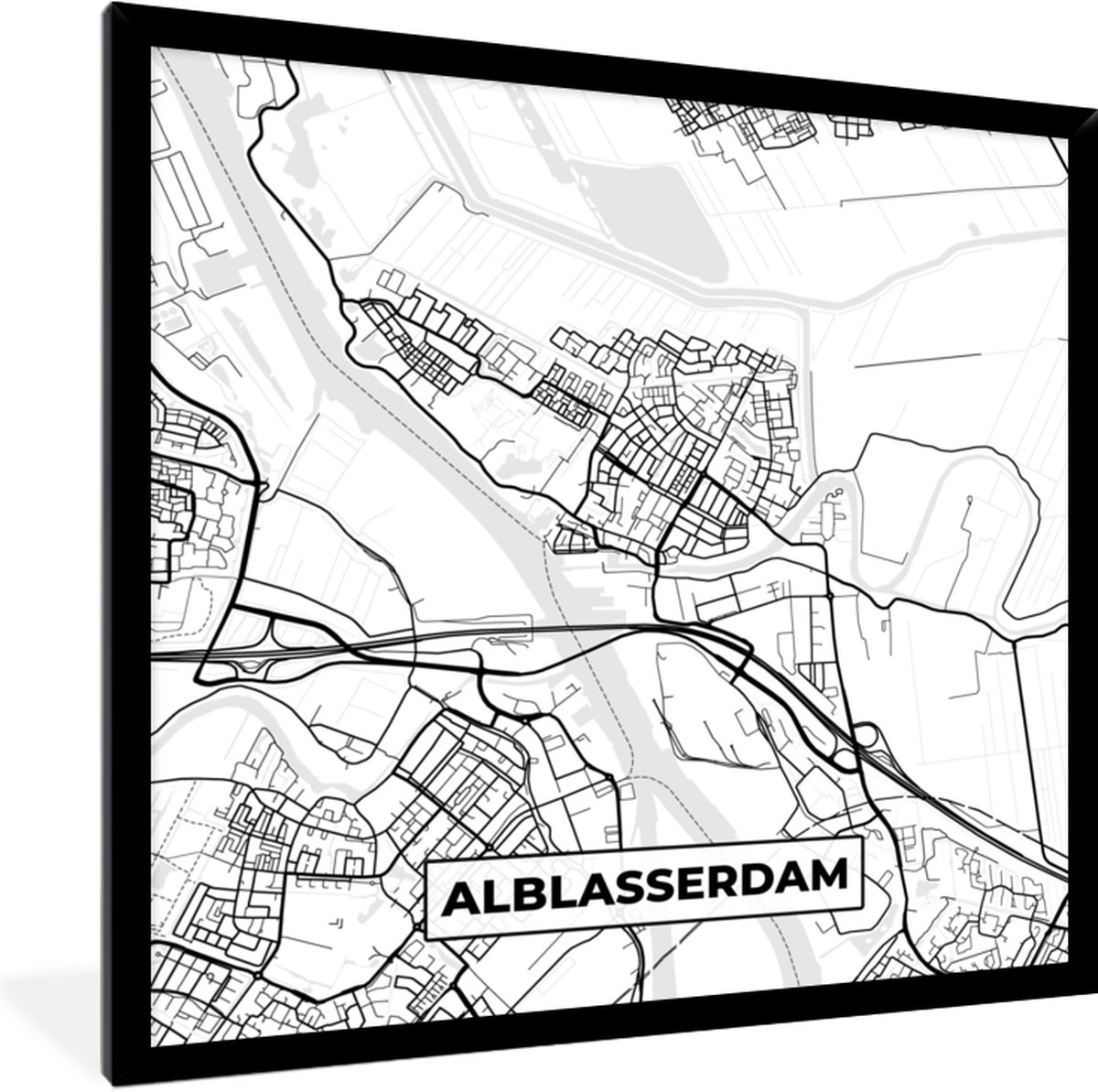 Fotolijst incl. Poster - Plattegrond - Alblasserdam - Kaart ...
