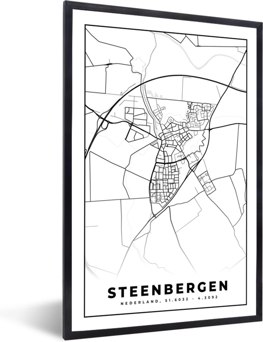 Fotolijst incl. Poster - Kaart - Stadskaart - Nederland - Plattegrond ...