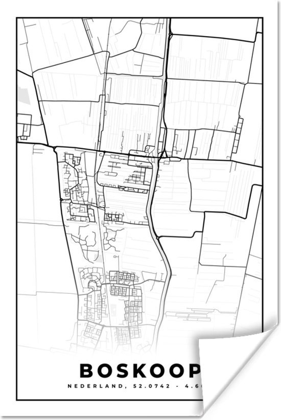 Poster Stadskaart - Boskoop - Plattegrond - Kaart - 40x60 cm | bol