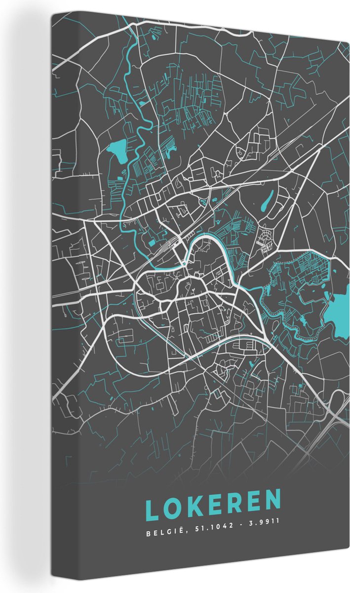 Peinture sur Toile City Map - Grijs - Carte - Lokeren - België - Carte ...