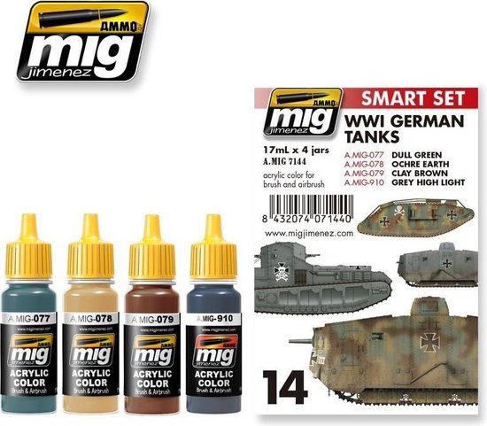 Set Modelbouw Acryl Verf Mig - Ww I German Tanks (Mig7144) | bol.com