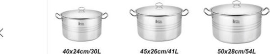 Royal Swiss Set van 3 grote kookpotten: 30 liter - 41 liter - 54 liter ...