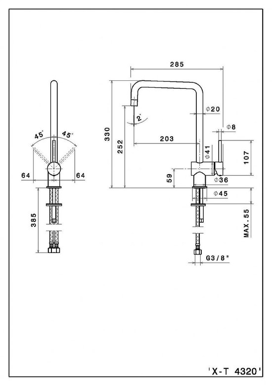 Keukenkraan Newform XT 64320 chroom | bol