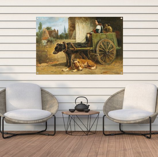De kleine wagen - Henriëtte Ronner-Knip poster - Honden tuinposter ...