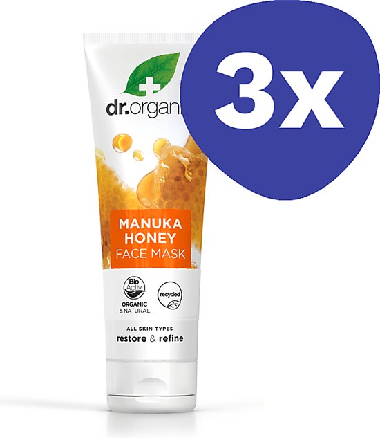 Dr Organic Manuka Honing Gezichtsmasker - Gezicht - 3x 125ml | bol