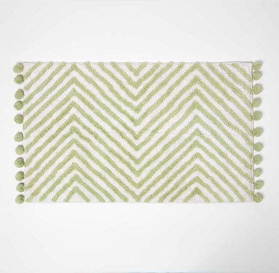 Homescapes Groene Badmat met Zigzagpatroon - Badmat 50 x 80 cm | bol