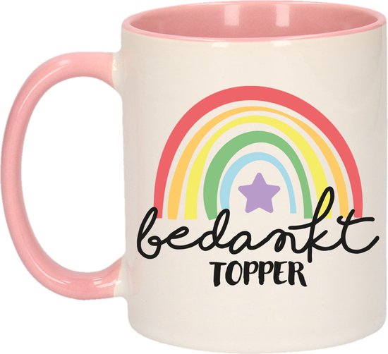Bellatio Decorations Cadeau mok voor collega - roze - bedankt - afscheid/pensioen - 300 ml | bol
