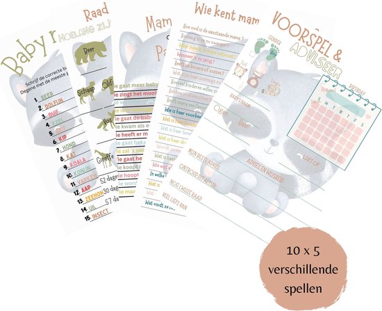 Babyshower - Babyshower spellen - Baby - Zwangerschap - Set voor 10 ...