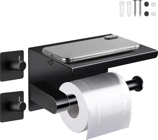 Toiletrolhouder, toiletrolhouder rolhouder met 2 zelfklevende haken ...