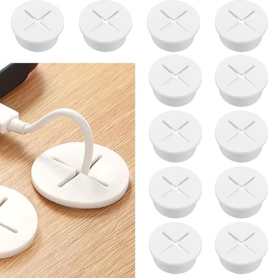 12 stuks bureaudoorvoer, flexibele siliconen kabeldoorvoer, diameter 25 ...